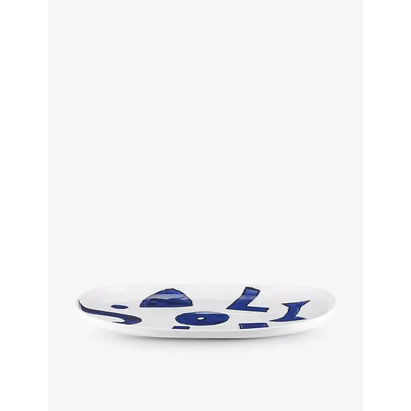 ALESSI Itsumo Oval Porcelain Serving Plate 25cm - Blue