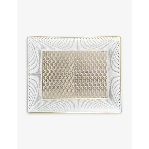 Christofle Malmaison Platinum-trim Porcelain Trinket Box 20cm