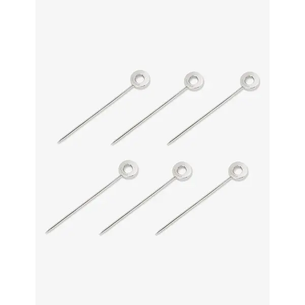 Christofle Branded Circular Stainless Steel Cocktail Picks Set Of Six - One-color