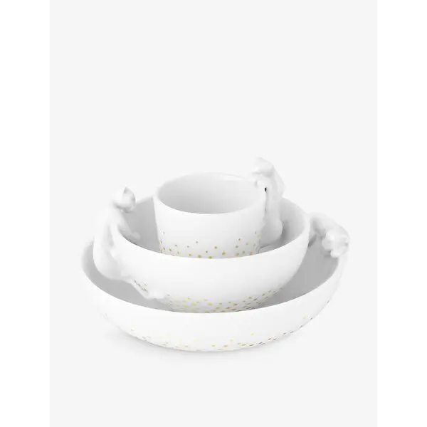 CARTIER Baby Panthère 3-piece Porcelain Crockery Set - White
