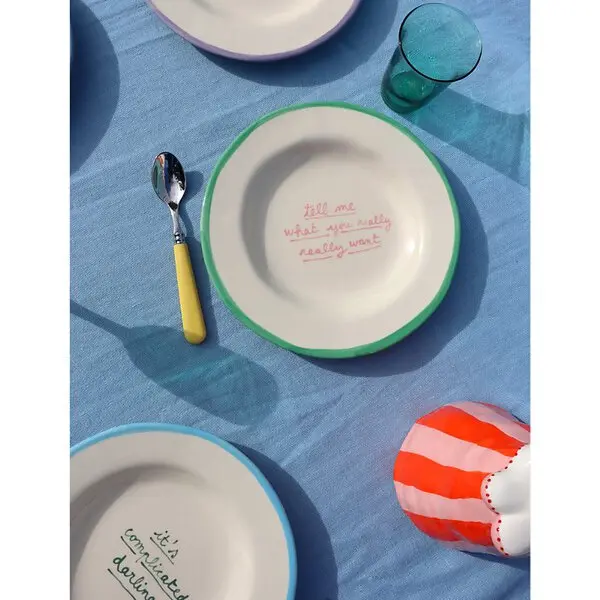 LAETITIA ROUGET Tell Me What You Really Really Want Hand-painted Stoneware Dessert Plate 20cm