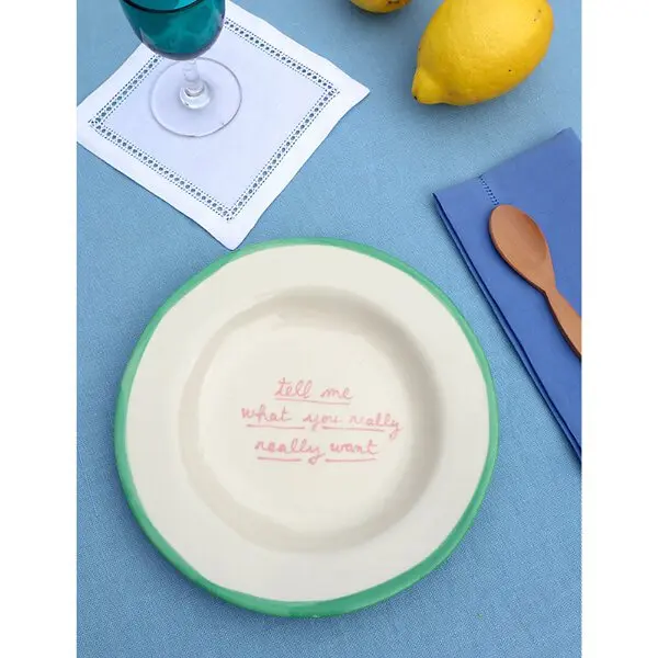 LAETITIA ROUGET Tell Me What You Really Really Want Hand-painted Stoneware Dessert Plate 20cm