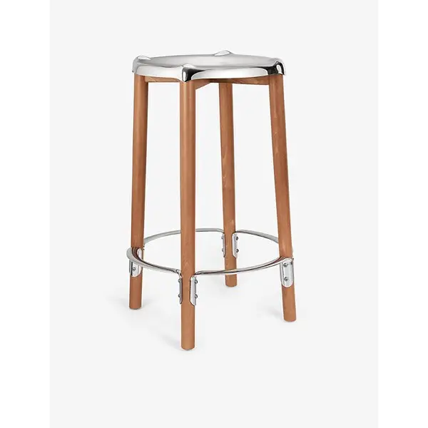 ALESSI Phillippe Starck High Steel And Beechwood Stool 65cm
