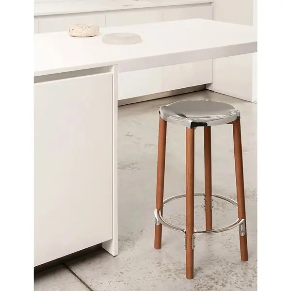 ALESSI Phillippe Starck High Steel And Beechwood Stool 65cm