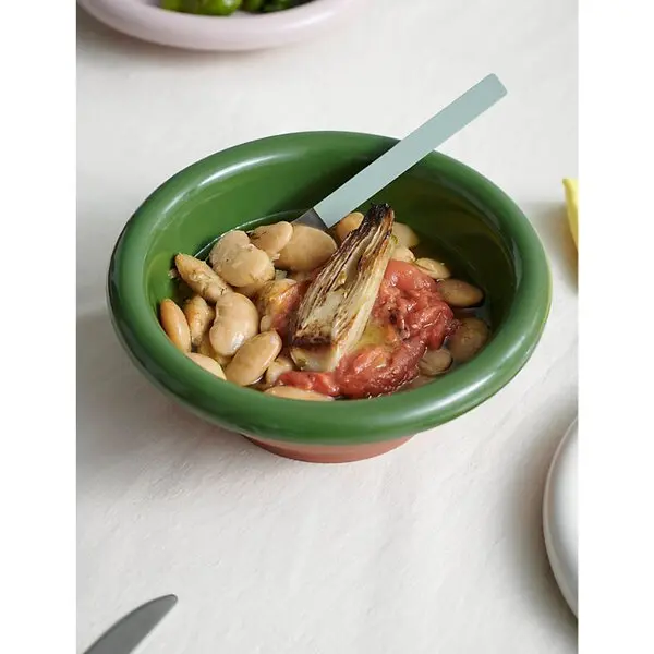 HAY Barro Small Striped Terracotta Salad Bowl Cm - Green