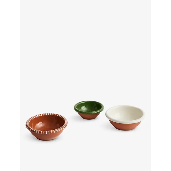 HAY Barro Small Striped Terracotta Salad Bowl Cm - Green