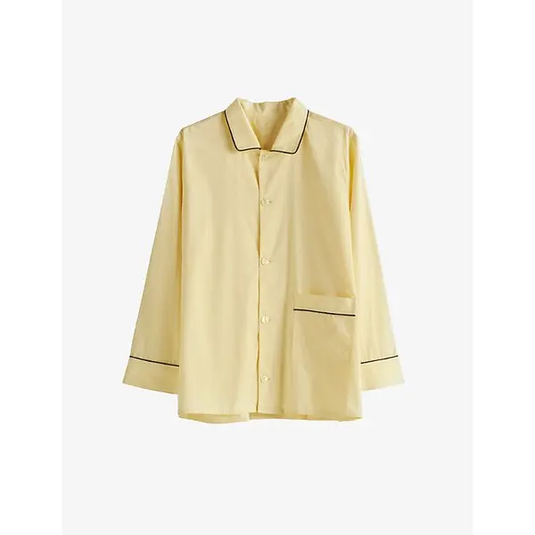HAY Outline Contrast-trim Cotton Pyjama Shirt - Soft Yellow