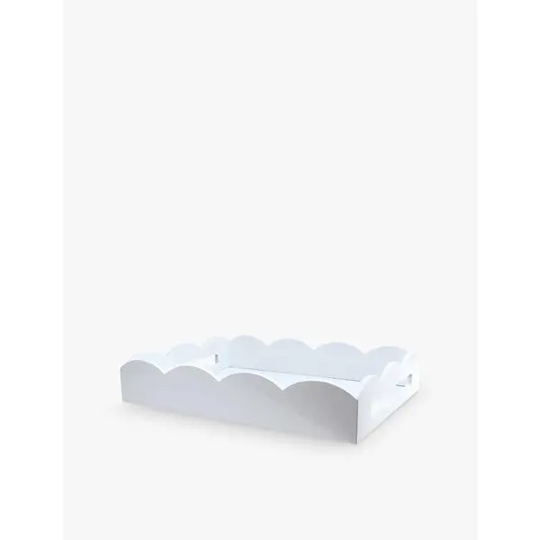 ADDISON ROSS LONDON Scalloped-edge Square Lacquered Tray 43cm X 33cm - Grey