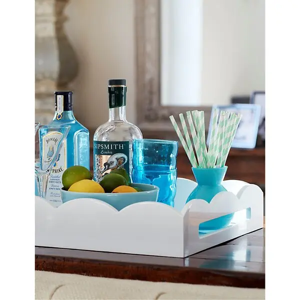 ADDISON ROSS LONDON Scalloped-edge Square Lacquered Tray 43cm X 33cm