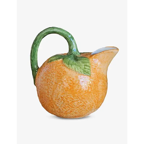 LES-OTTOMANS Hand-painted Ceramic Jug 15cm - Orange