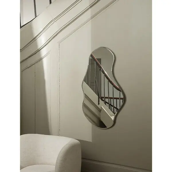FERM LIVING Pond Organic-shaped Large Chrome-plated Zinc Mirror 110cm