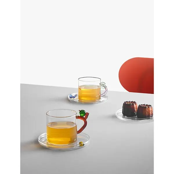ICHENDORF MILANO Apple And Ladybug Glass Coffee Cup And Saucer Set