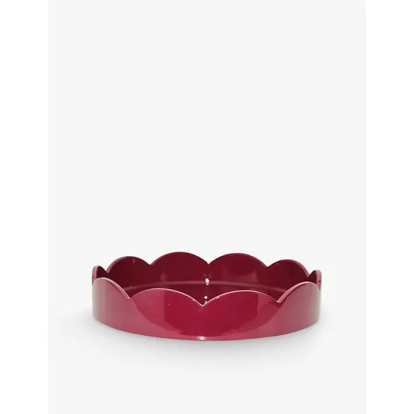 ADDISON ROSS LONDON Scalloped Wood Tray 21.5cm - Blue