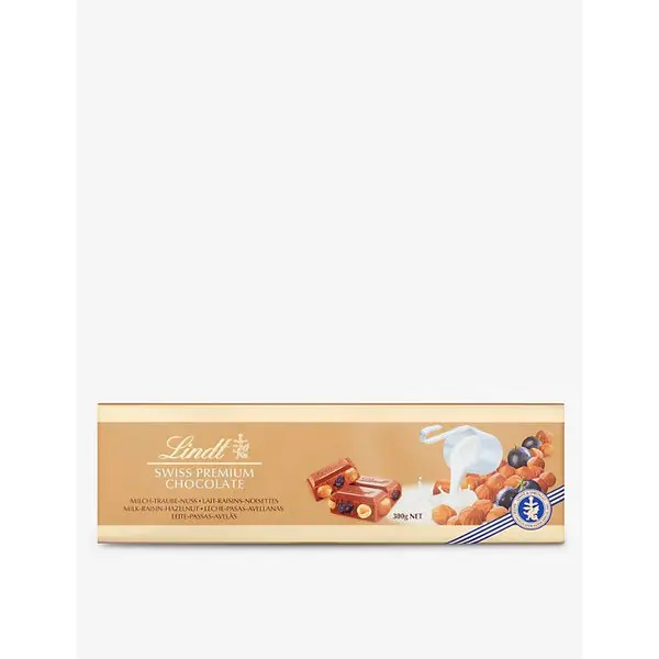 LINDT Gold Bar Milk Chocolate, Hazelnut And Raisin Bar 300g - One-color