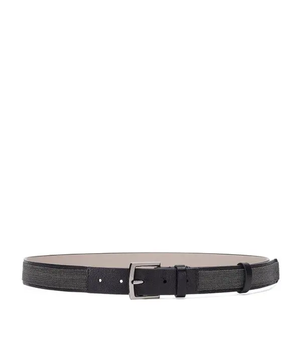 Brunello Cucinelli Calfskin Monili Belt - Black | Editorialist display picture 1