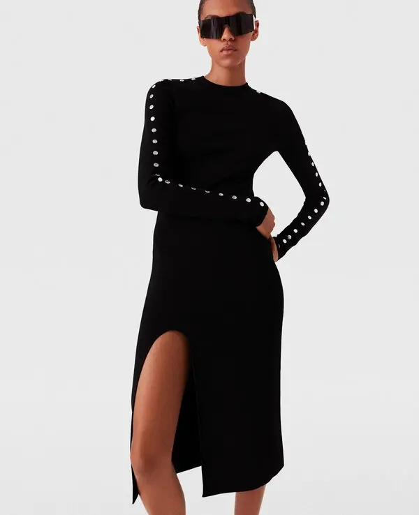 Stella McCartney Long-sleeve Leg Slit Midi Dress