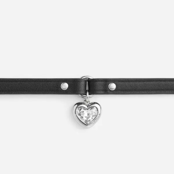 COACH Heart Charm Leather Choker