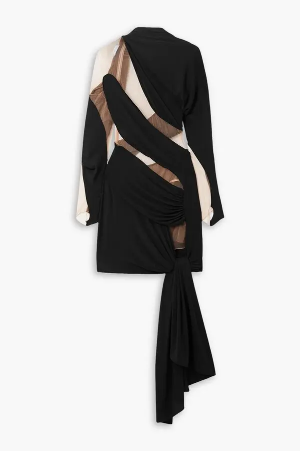 MUGLER Asymmetric Stretch-jersey And Tulle Mini Dress