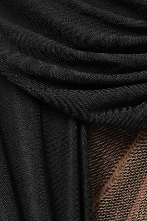 MUGLER Asymmetric Stretch-jersey And Tulle Mini Dress
