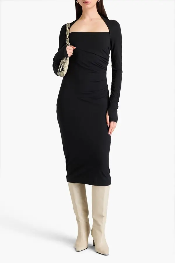 Helmut Lang Ruched Stretch-jersey Midi Dress