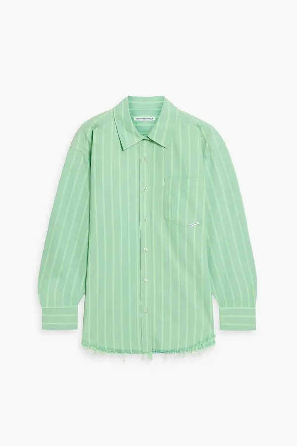 Alexander Wang Striped Cotton Frayed Shirt