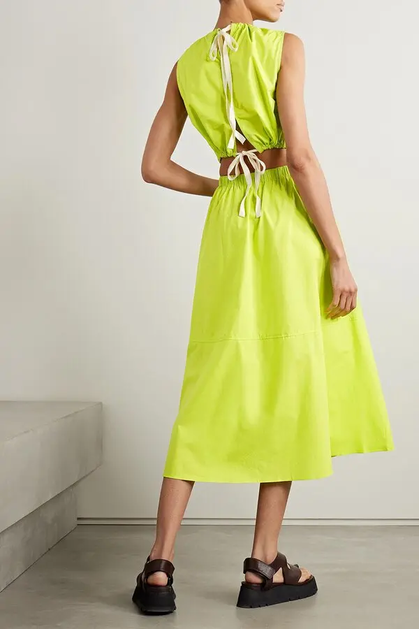 Proenza Schouler Cutout Cotton-Poplin Midi Dress In Lime Green - 60% Off |  Editorialist