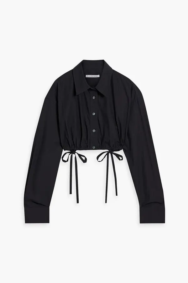 Alexander Wang Cropped Cotton-poplin Shirt - Black