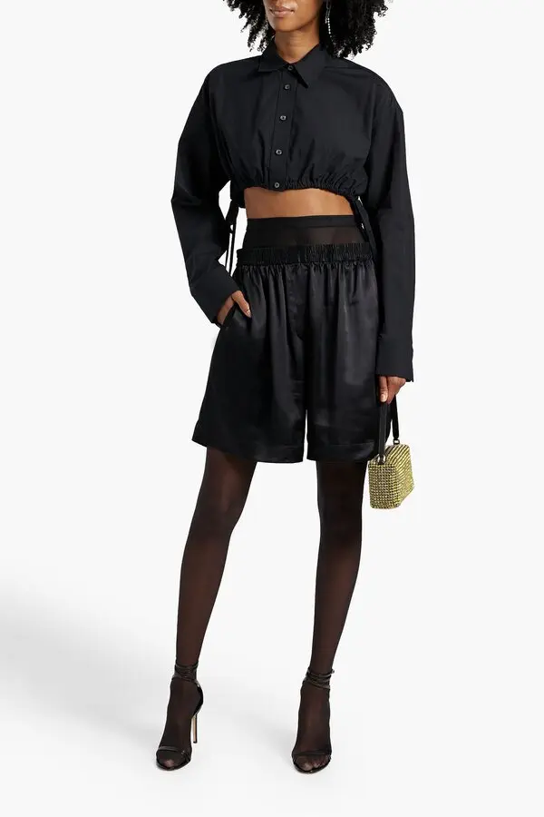 Alexander Wang Cropped Cotton-poplin Shirt - Black