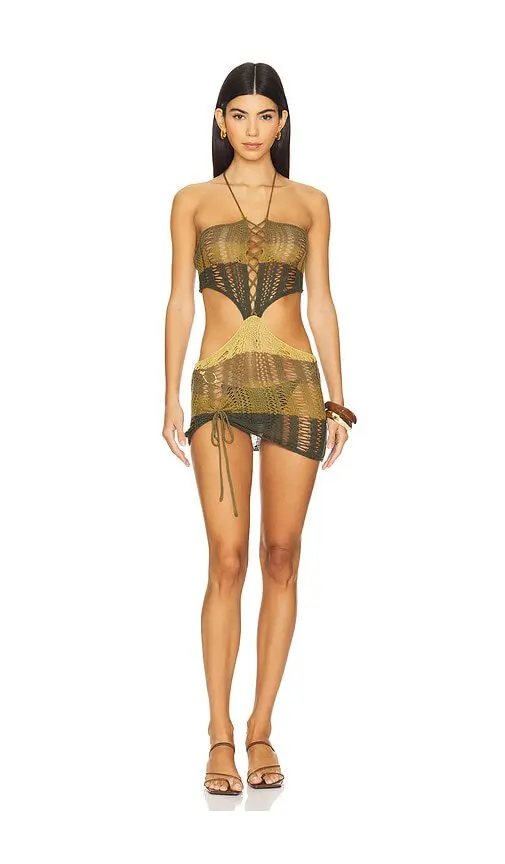 Jaded London Halter Stripe Knit Dress In Olive In Brown - 71% Off |  Editorialist