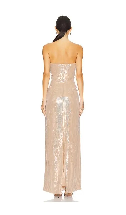 Retrofete Strapless Sequin Embellished Gown - Latte