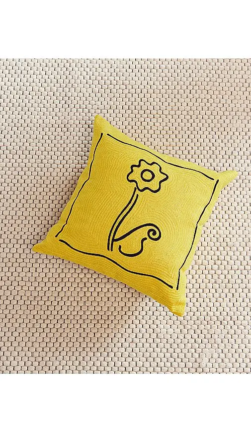 DUSEN DUSEN Embroidered Pillow Cover In Yellow