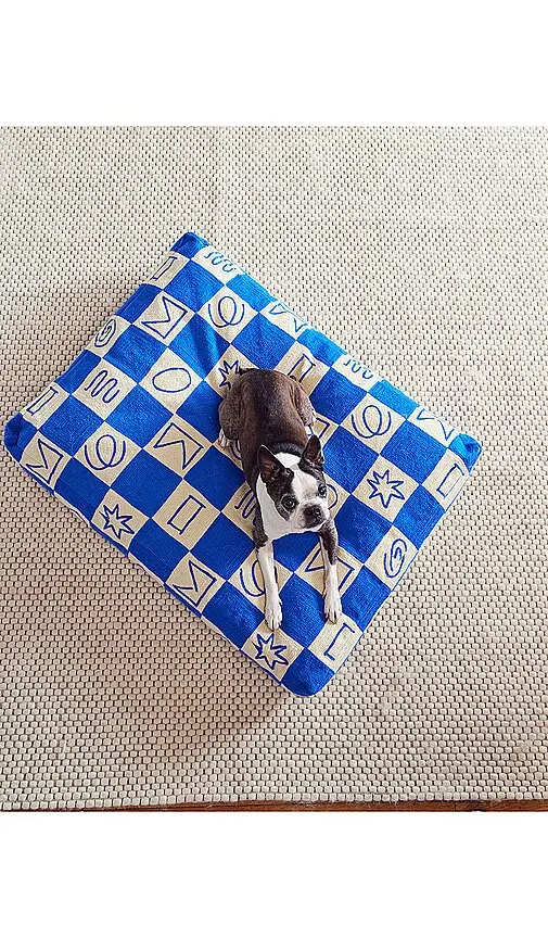DUSEN DUSEN Embroidered Dog Bed In Blue - Tile