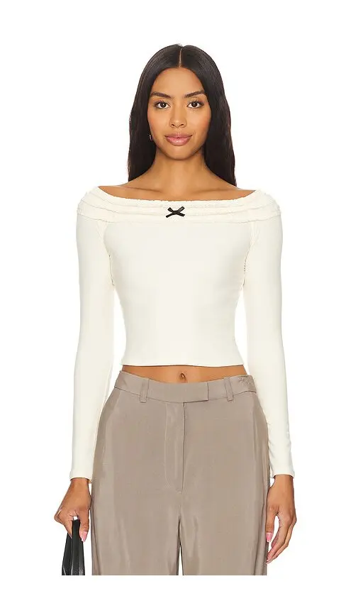 MORE TO COME Brexley Top With Satin Bow Accent