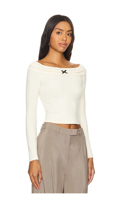 MORE TO COME Brexley Top With Satin Bow Accent