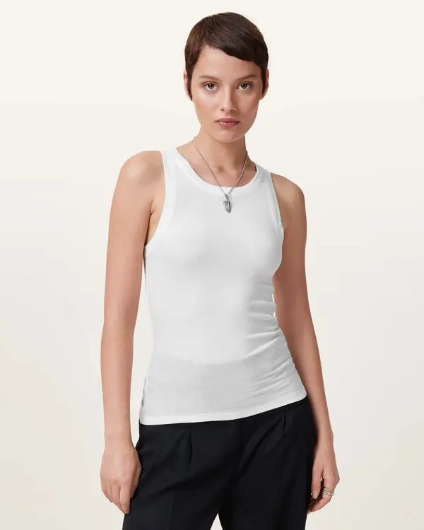 ALLSAINTS Rina Crew Neck Sleeveless Ribbed Tank Top - White
