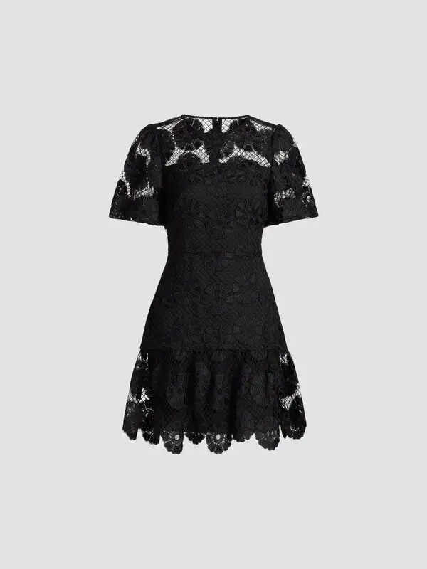 MILLY Yasmin Lace Minidress - Black