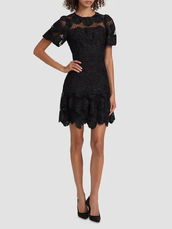 MILLY Yasmin Lace Minidress - Black
