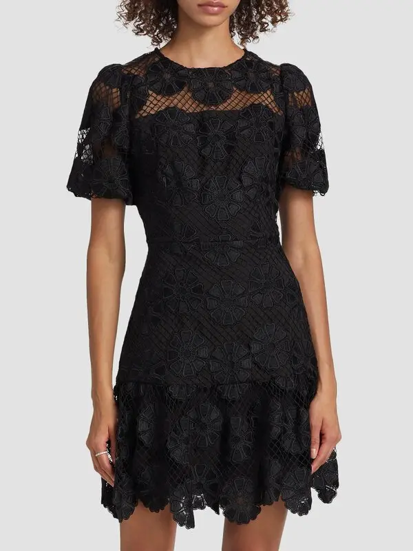 MILLY Yasmin Lace Minidress - Black