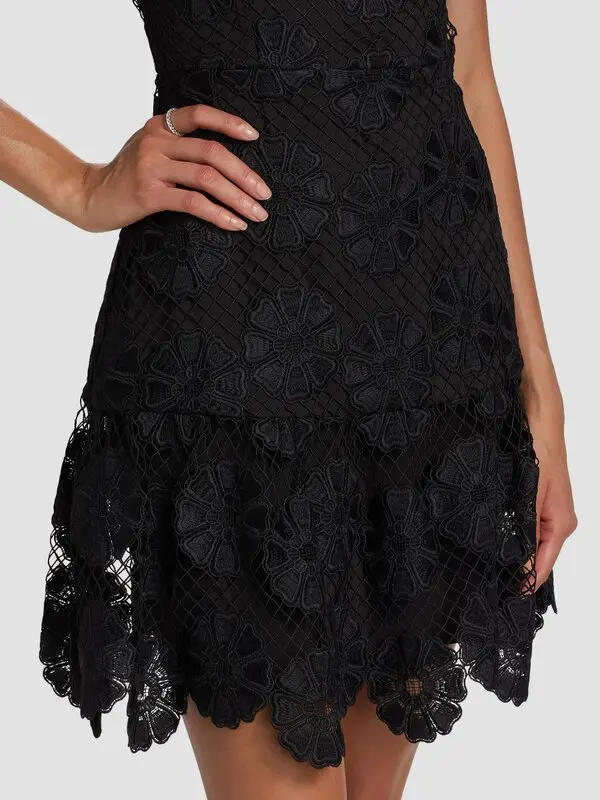 MILLY Yasmin Lace Minidress - Black