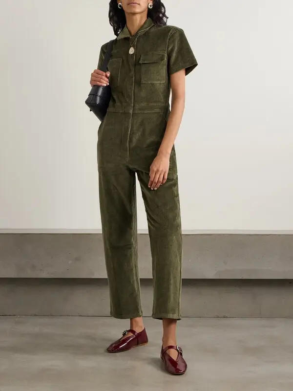 RIVET UTILITY Work Cotton-blend Corduroy Jumpsuit - Green