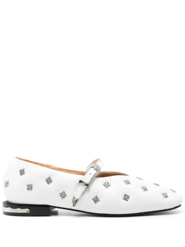 Toga Stud-embellished Ballerina Flats - White