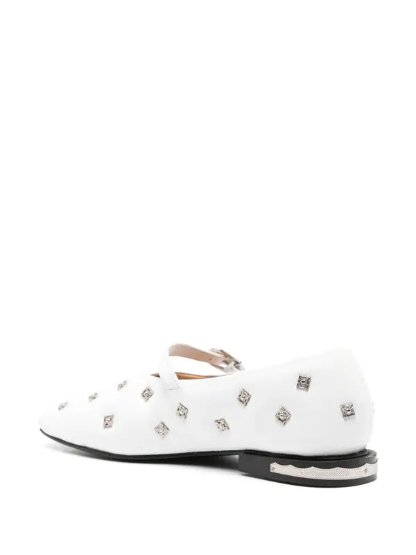 Toga Stud-embellished Ballerina Flats - White