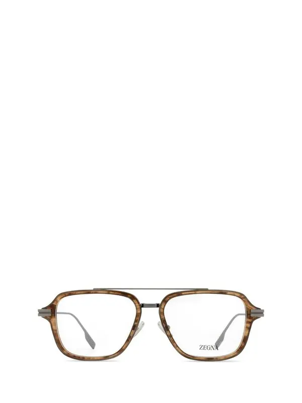 Zegna Aviator Eyeglasses - Light Brown / Striped