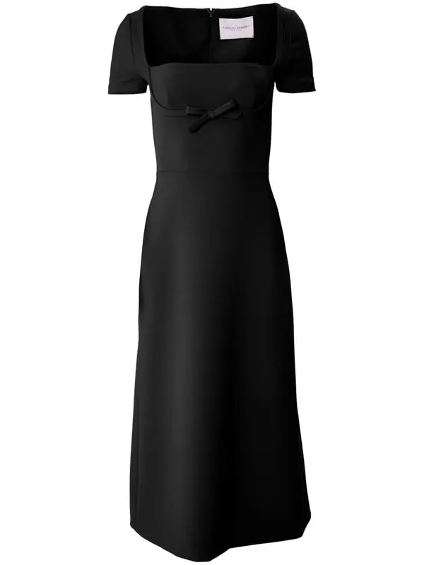 Carolina Herrera Bow-detail Square-neck Midi Dress - Black