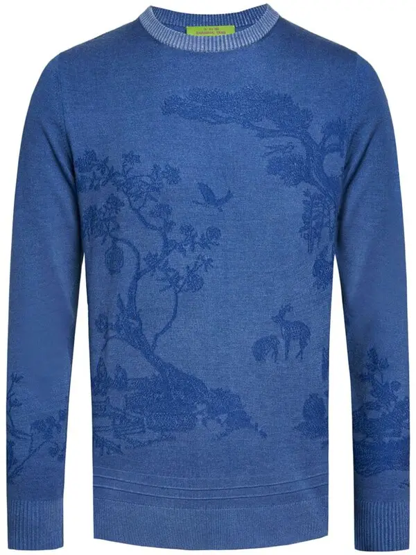 Shanghai Tang Jacquard Jumper - Blue