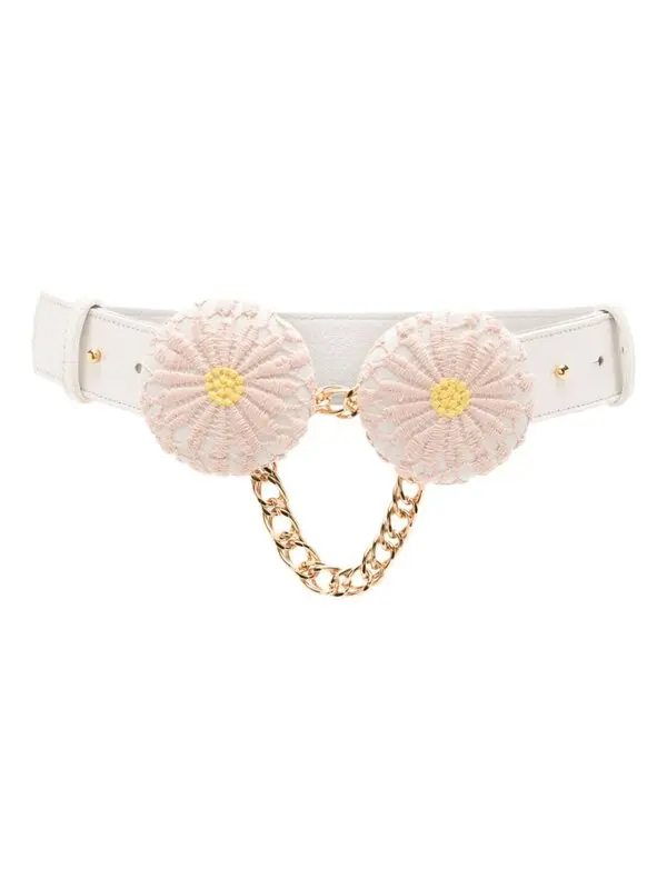 LETHICIA BRONSTEIN Margarita Flower-appliqué Belt - White