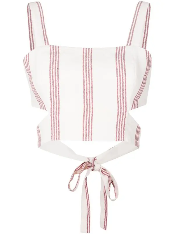 LETHICIA BRONSTEIN Ariane Striped Crop Top - White