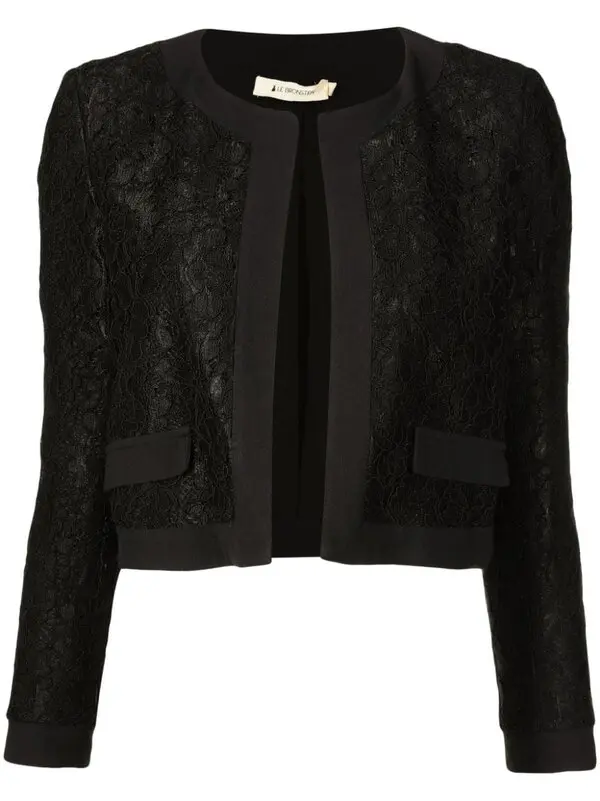LETHICIA BRONSTEIN Ariana Lace Cropped Jacket - Black