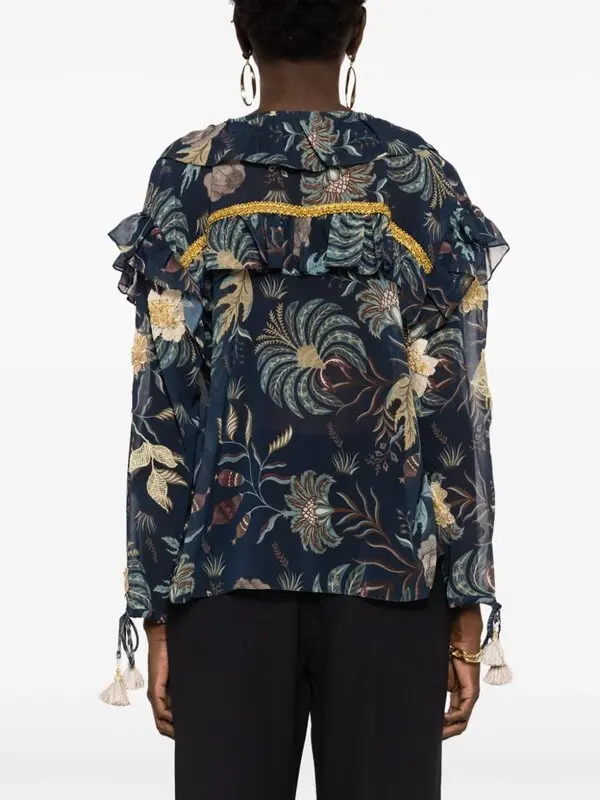 LETHICIA BRONSTEIN Afrodite Floral-print Ruffled Blouse