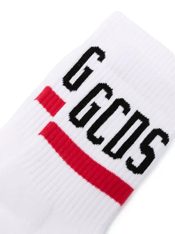 Gcds Intarsia-logo Crew Socks - White